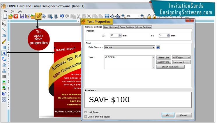 Card and Label Designing Software to create labels price stickers tags