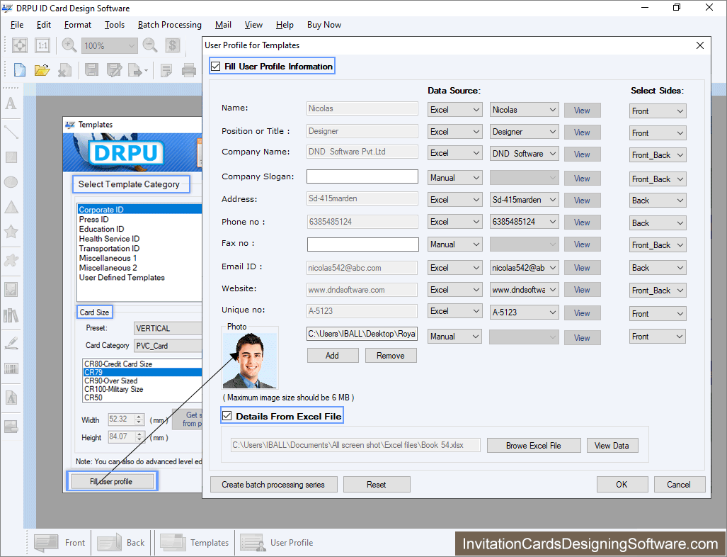 Screenshots of ID Cards Designing Software for learning how to design ...