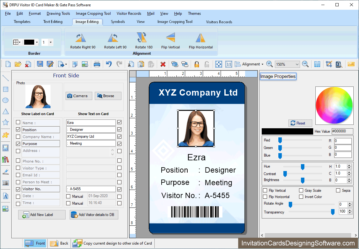 Visitor ID Card Designing Software Screenshots shows visitor ID card ...
