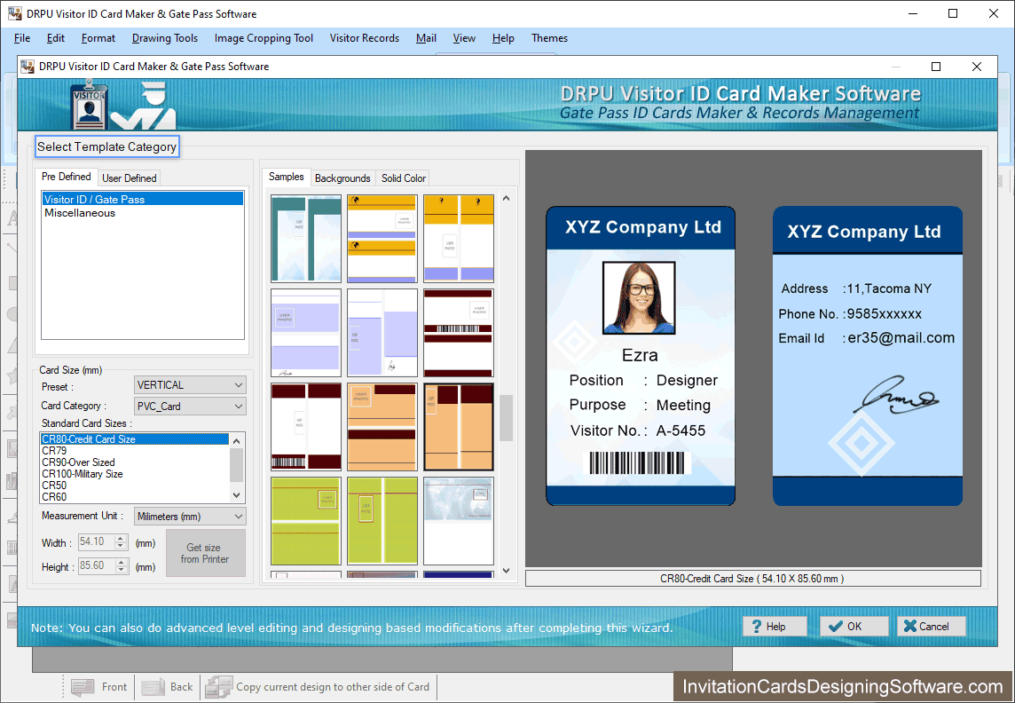 Visitor ID Card Designing Software Screenshots shows visitor ID card ...
