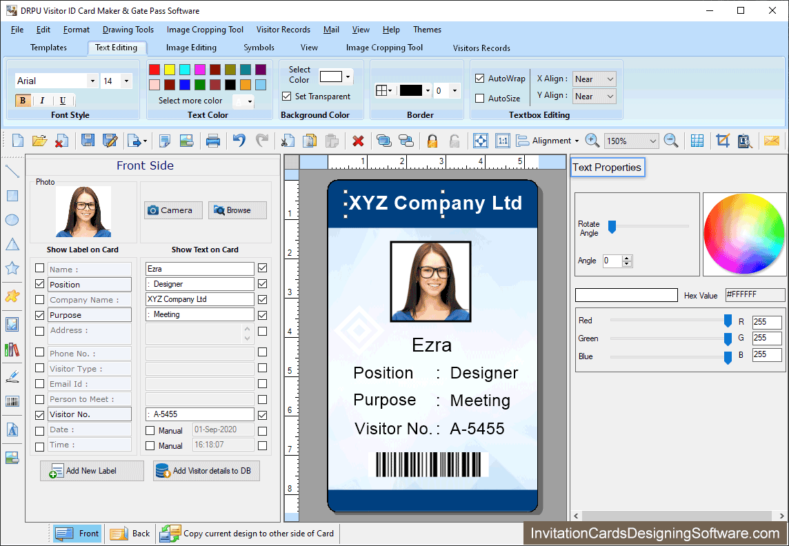 Visitor ID Card Designing Software design and print Gate Passes